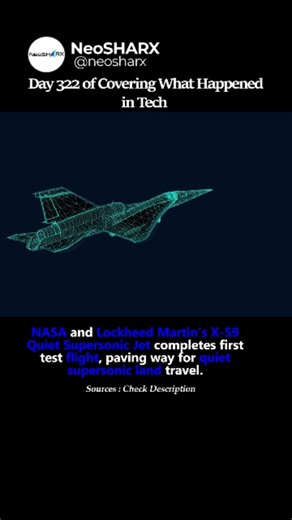 Vishal Kumar Prajapati on Instagram: "NASA’s X-59, built in partnership with Lockheed Martin, took its first test flight from Palmdale, California, lasting about 1 hour and 7 minutes. The aircraft is specifically designed to break the sound barrier but reduce the classic “BOOM” to a far quieter “thump”, thanks to special shaping and engine placement. The current flight was subsonic, focused on systems and structural checks; future tests will push into supersonic and measure noise and public resp