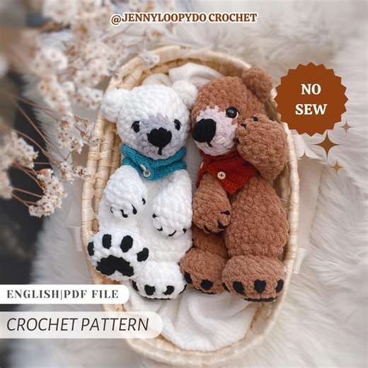 Crochet Polar Bear Pattern: No Sew Amigurumi Bear Beasley (PDF Pattern) - Etsy