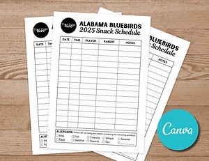 Editable Baseball Sports Snack Schedule Planner Template, Softball Team Game Schedule Hockey Softball Football, Editable Sports Schedule - Etsy