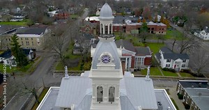 Flying around Jessamine County Courthouse in Downtown District of Nicholasville, Kentucky