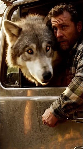 🔥 The White Wolf That Saved the Driver from a Fiery End!🐺💥 #wolf #rescue #animals