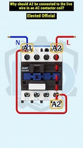 Why should A2 be connected to the live wire in an AC contactor coil? #ElectricalTips #DIYElectric #ElectricProject #HomeElectrical #TechTutorial #LifeHacks #ElectricalHack | 𝐄𝐥𝐞𝐜𝐭𝐞𝐝 𝐎𝐟𝐟𝐢𝐜𝐢𝐚𝐥