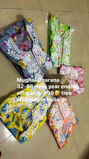 Year ending offer 🥳🥳🥳Pick any only 999 free shipping in India.. pure mulmul bright colours straight kurti rose motif 32-66 all sizes available #lucknowichikankari #lucknowichikan #mughalgharana #8299447439whtsapp | Mughal Gharana