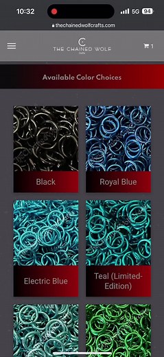 Opciones de color disponibles para joyería de cadenas