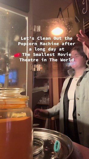 Cleaning Out the Popcorn Machine at The Smallest Movie Theatre in The World