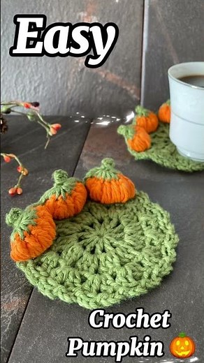Easy Pumpkin Crochet Coaster 🎃 | Beginner Friendly #crochetpatterns #crochetforbeginners