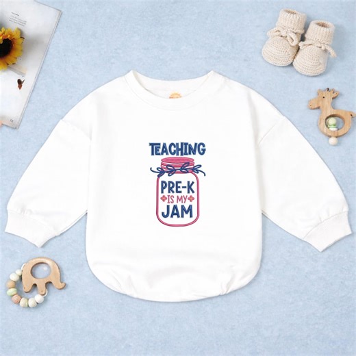 Personalized Teaching Pre-k is My Jam Baby Romper, Custom Teacher Mom Embroidered Bodysuit, Preschool Teacher Gift, New Baby Shower Giftt - Etsy UK