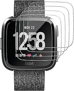 (4 Pack) For Fitbit Versa (2018) / Versa Lite Smartwatch Tempered Glass Screen Protector, HD Clear, Anti Scratch, (Not Fit for Fitbit Versa 2)