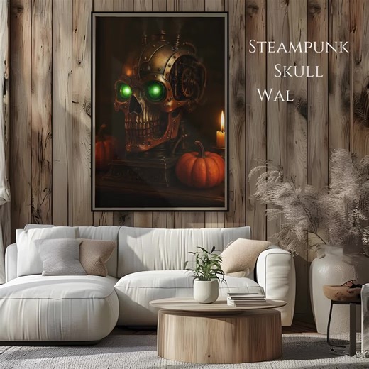 Halloween Skull Wall Art – Printable Gothic Steampunk Dark Decor Download - Etsy