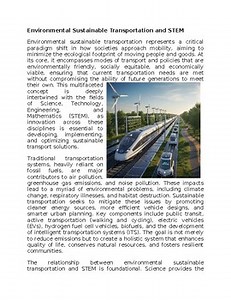 Sustainable Transportation & STEM Worksheet Sub-Plan or Classwork & Homework