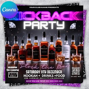 Kickback Party Flyer, Editable Kickback Club Flyer, Club DJ Party Invite, Event Flyer, Social Media Flyer, Canva Template, Instant Download - Etsy