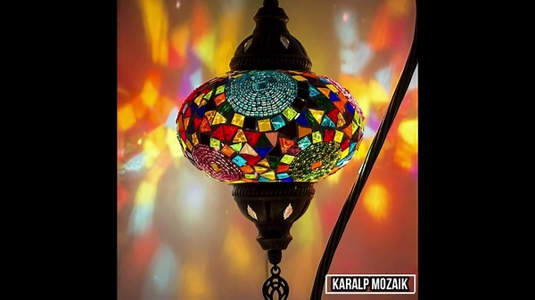 Handmade, Tiffany Style Glass, Turkish/Moroccan Lantern Ottoman Style Mosaic Floor Lamp 5 Big Globe