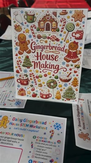 💚🏠 Girl Scouts STEM holiday fun = the sweetest combo! 🍬 We loved hosting this Girl Scouts gingerbread house making event and are so thankful to all the scouts and troops who joined us! ✨ This was a STEM-based class, where scouts focused on engineering a strong structure, learning about balance and design, and finishing with a shake test to see if their gingerbread houses were stable enough to stand strong 👷‍♀️💥 Creativity, teamwork, and problem-solving all in one festive experience! 🎤✨ Cal