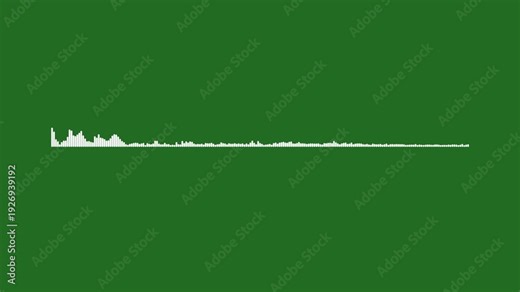 Abstract white audio spectrum visualizer, dynamic sound frequency animation, music equalizer bars motion, voice waveform display, Green background video, seamless 4k