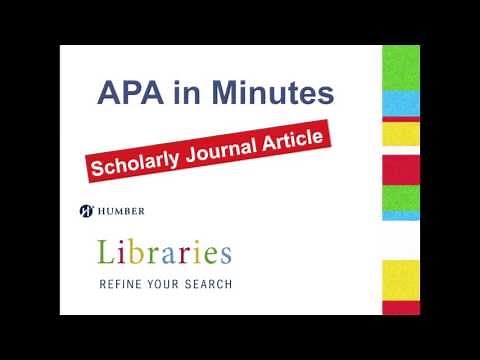 APA 6th in Minutes: Scholarly Journal Article