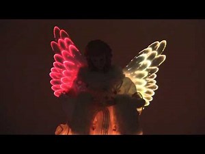 14" Ivory and Gold Fiber Optic Animated Angel Tree Topper