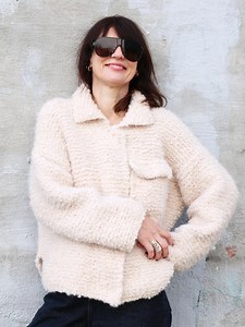 Teddy Shirt Jacket Knitting Pattern: Bouclé Yarn, Garter Stitch (PDF Pattern) - Etsy