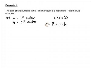 Max/Min Word Problems