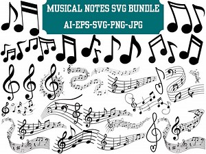 Musical Notes SVG Bundle: Vector Clipart, Music Symbols (digital Download) - Etsy