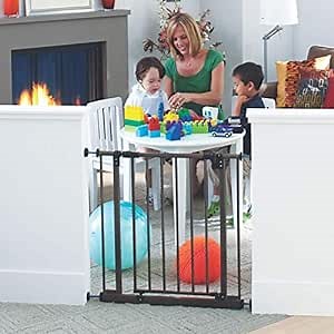 Toddleroo by North States 38.5" Wide Deluxe Easy Close Baby Gate: Sturdy Safety gate with one Hand Operation. Pressure Mount. Fits Openings 28" - 38.5" Wide (29" Tall, Bronze)
