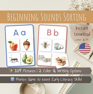Beginning Sounds Sorting Activity | Matching Initial Sounds | Phonics Cards | Sorting Cards | Montessori Inspired | Printable - Etsy