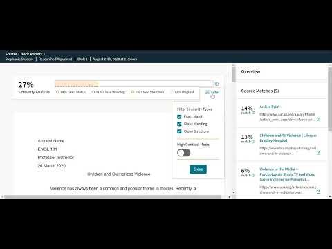 Running a Source Check in an Achieve Writing assignment