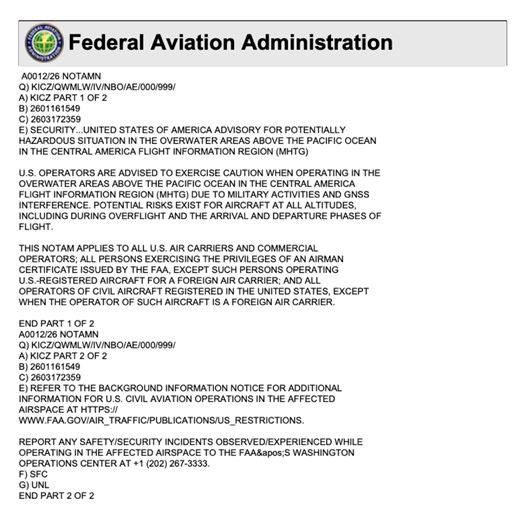 FAA NOTAMs Pacific over Central & South America - PPRuNe Forums