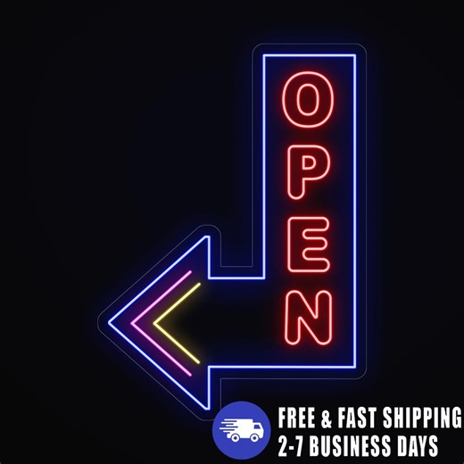 OPEN NEON SIGN, Vertical Arrow Outdoor Open Sign, Make A Statement With A Stunning Custom Neon Open Sign for Any Type of Business - Etsy