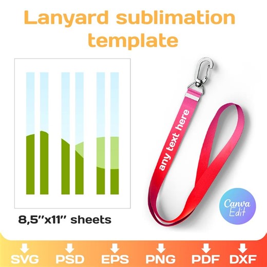 Lanyard Sublimation Template Drag and Drop Instant Download - Etsy