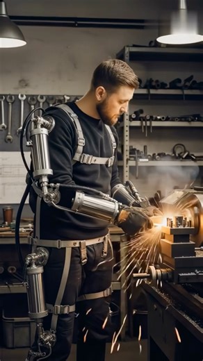 Exoskeleton Power At The Lathe ⚙️ Man Of The Future In Action