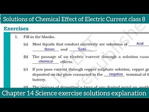 Solutions of Chemical Effect of Electric Current class 8 chapter 14 Science solutions explanation