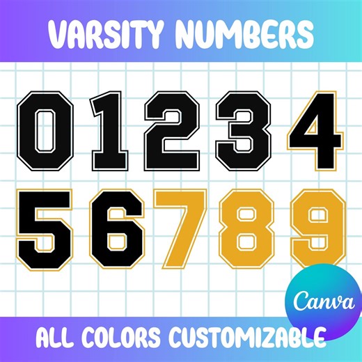 Varsity Numbers Font Svg, 0-9, Sports Font, Football Font, Jersey Font Svg, College Font, for Cricut, Silhouette, 1, 2, 3, 4, 5, 6, 7, 8, 9 - Etsy
