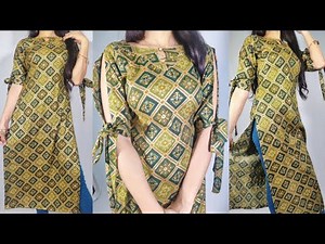 Simple and Elegant kurti with designer sleeves cutting and stitching/Boat neck cutting easy tutorial