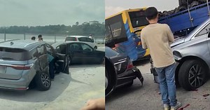 Singapore car enters Causeway bus lane, causes multiple-vehicle collision