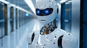 Humanoid Robot Looking Forward, artificial intelligence, AI, android, cyborg, future technology