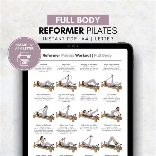Reformer Pilates Full Body Workout Printable PDF | Pilates Reformer Exercise Chart | Home Studio Pilates Routine Guide | Womens Home Workout - Etsy Australia