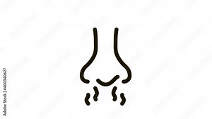 nose odor steam Icon Animation. black nose odor steam animated icon on white background Stock Video