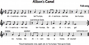 Allison's Camel Beth's Notes Songs   Resources