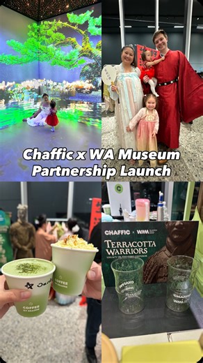 🍵Chaffic x Western Australian Museum Partnership Launch🍵 We attended the Chaffic x WA Museum partnership launch, celebrated with a magical Mid-Autumn Festival theme 🌙 . Guests got a first taste of Chaffic’s new premium jasmine tea line 🍵 including the: 🫖Premium Jasmine Fresh Latte 🫖Premium Jasmine Green Tea with Matcha Milk Cap officially available from October 1st across all 11 outlets. . The night was filled with culture and fun: 👗we dressed up in hanfu 🏮played traditional festival gam