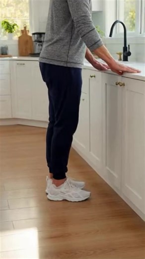 Toe raises (tibialis) at counter Stand tall and lift your toes with heels down. Lower under control and repeat for 8–10 smooth reps. Save & share. #FitAfter50 #SeniorFitness #HealthyAging #BalanceTraining #Tibialis #AnkleStrength #footstrengthening | Fit After 50 Daily