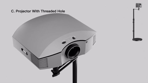 AMADA HOMEFURNISHING Height Adjustable Projector Stand 32"-47", Floor Stand with 3 Mounting Options, 360 Rotatable Ball Head for Home, Office & Outdoor, AMPS04