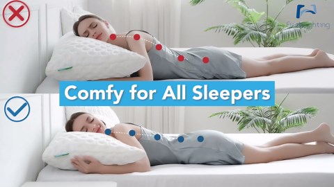 Firebrighting Side Sleeper Pillow for Neck and Shoulder Pain, Adjustable Shredded Memory Foam Bed Pillows for Sleeping,Cooling Curved Pillow with Extra Foam,Queen Size Set of 2, Washable Cover
