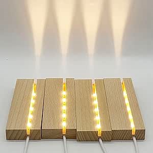 Amazon.com: Lyshujli 4Pcs 4.33" Wooden LED Light Display Stand Base,Rectangle Wood Led Light Base Wooden Lamp Base for Display Photos Acrylic Pictures Plexiglass Crystal Resin Craft Art -Warm Light : Tools & Home Improvement