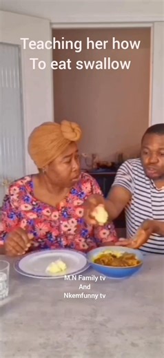 Teaching my wife how to eat swallow | Nkemfunny tv