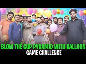 Blow the Cup Pyramid With a Balloon! Fun Game Challenge for Kids & Family