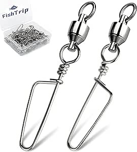 30Pcs Ball Bearing Fishing Swivels, 9 Size Stainless Steel Snap Swivel with Oval Split Ring Coastlock Saltwater,Heavy Duty Terminal Tackle Connector Size 0#