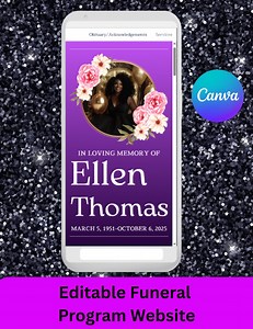 Editable Canva Funeral Website | Obituary Program Template | Digital Celebration of Life Page - Etsy