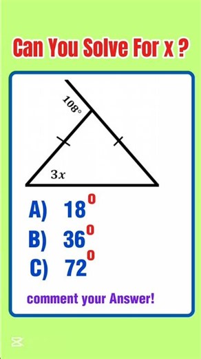 Can You Solve for X? 🤯 | Quick Triangle Puzzle #Shorts”