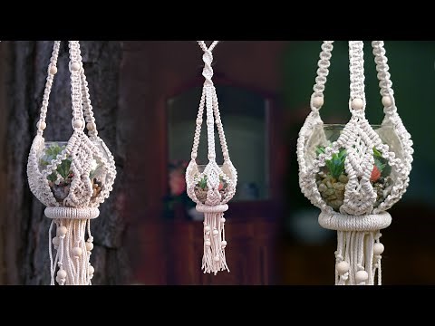 DIY Macramé Plant Hanger NEW Design with Ring and Beads