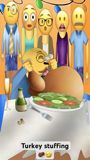 Turkey stuffing 🦃🤣 #animation #shorts #emoji #christmas #turkey #funny #comedy #memes #food #reels